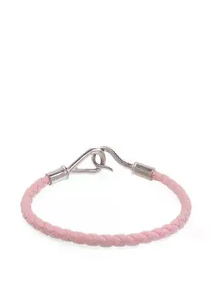 Hermès Jumbo Braided Leather Bracelet - Silver