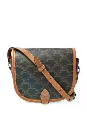 Celine Triomphe Folco Shoulder Bag - Black
