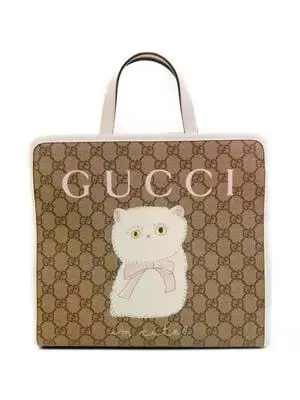 Gucci Gg Supreme Canvas Tote Bag With Cat Print