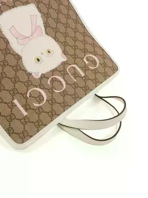 Gucci Gg Supreme Canvas Tote Bag With Cat Print