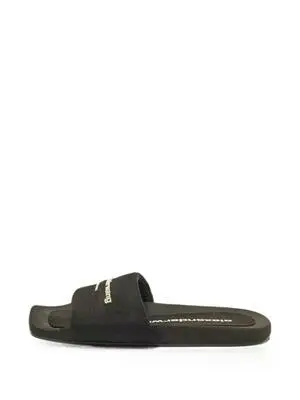 Alexander Wang Logo-embossed Slides - Black