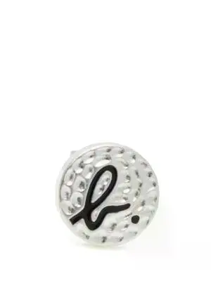 AGNES B. Hammered Logo Stud Earrings - Silver