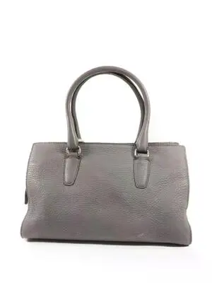 COACH VINTAGE Leather Tote Bag With Tassel Detail - Grey