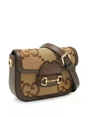 Gucci Mini Horsebit 1955 Jumbo Gg Cross Body Bag - Brown