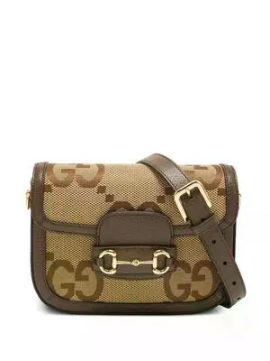 Gucci Mini Horsebit 1955 Jumbo Gg Cross Body Bag - Brown