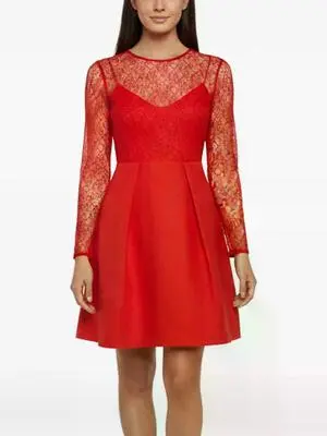 Sandro Corded Lace Pleated Mini Dress - Red