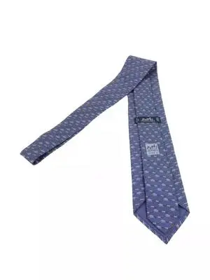 Hermès Elephant-print Silk Tie - Blue