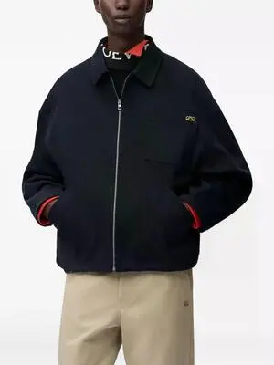 Loewe Zip-up Jacket With Embroidered Anagram Logo - Blue