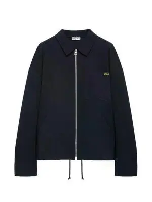 Loewe Zip-up Jacket With Embroidered Anagram Logo - Blue