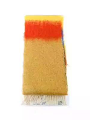 Loewe Anagram-patch Fringed Scarf - Yellow