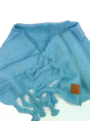 Loewe Anagram Patch Tasselled Scarf - Blue