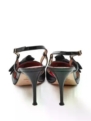 Carolina Herrera Leather Bow Detail Slingback Pumps
