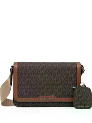 Michael Kors Hudson Monogram Print Shoulder Bag - Brown