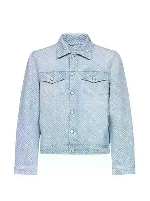 Casablanca Monogram-jacquard Denim Jacket - Blue