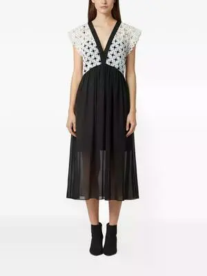 Sandro Lace-pattern V-neck Midi Dress