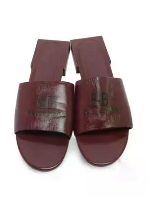 Balenciaga Logo Leather Slides