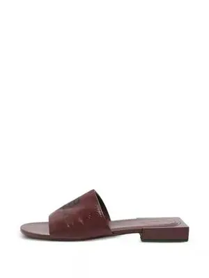 Balenciaga Logo Leather Slides - Red