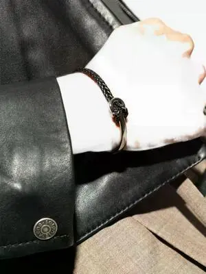 FERRAGAMO Gancini Braided-calf Leather Bracelets - Silver