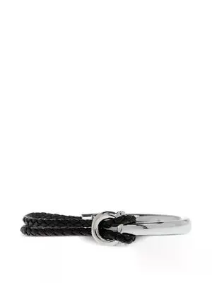 FERRAGAMO Gancini Braided-calf Leather Bracelet - Silver