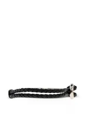 FERRAGAMO Gancini Braided-calf Leather Bracelet - Silver