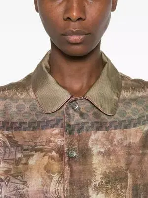 PIERRE-LOUIS MASCIA Graphic-print Button-up Silk Shirt