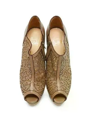 CHRISTIAN LOUBOUTIN Pampas Laser-cut Peep Toe Platform Pumps