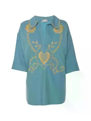 Red Valentino Embroidered Cotton Blouse - Blue