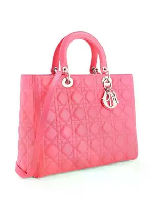 Dior Lady Cannage Quilt Lambskin Large Tote Bag - Pink