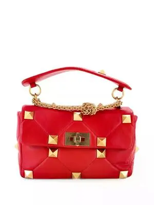 Valentino Garavani Roman Stud Flap Bag Quilted Leather Medium Crossbody Bag - Red