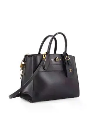 LOUIS VUITTON City Steamer Handbag Leather Pm Satchel