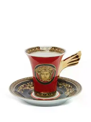 Versace X Rosenthal Medusa Ikarus Cup And Saucer Set - Red