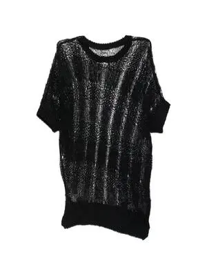 Y’s Plaid Loose-knit Asymmetric Drape Top