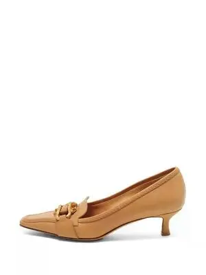 Bottega Veneta Leather Square Toe Kitten Heel Pumps - Brown