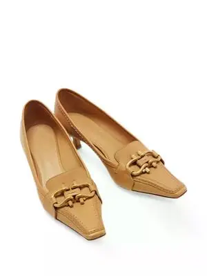 Bottega Veneta Leather Square Toe Kitten Heel Pumps