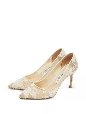 JIMMY CHOO Romy Lace Mesh Heeled Pumps - White