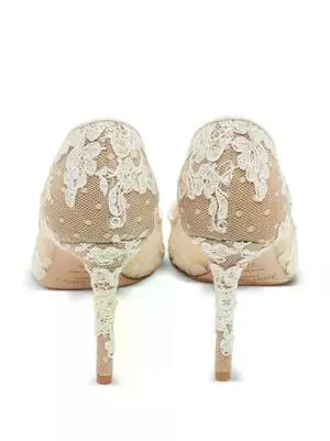 JIMMY CHOO Romy Lace Mesh Heeled Pumps - White