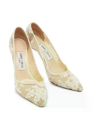 JIMMY CHOO Romy Lace Mesh Heeled Pumps - White