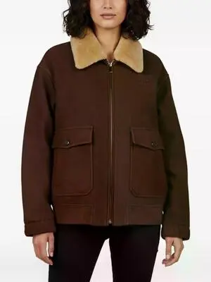 Miu Miu Logo-embroidery Zip-up Jacket - Brown