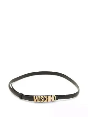 Moschino Logo Leather Belt - Black