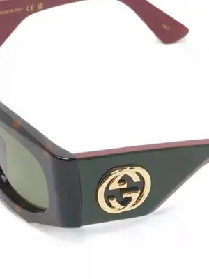 Gucci Tortoiseshell-effect Oval Frame Sunglasses