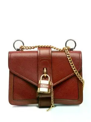 Chloé 2020 Mini Leather Aby Lock Chain Flap Crossbody Bag - Brown