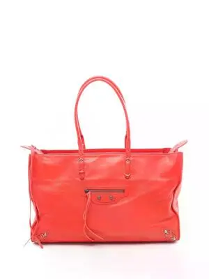 Balenciaga 2010-2026 Leather Papier Tote Bag - Red