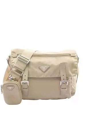Prada Tessuto Zip Double Buckle Messenger Bag