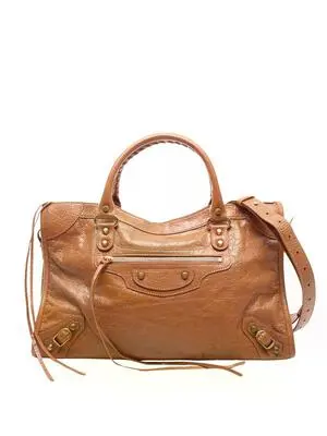 Balenciaga 2018-2026 Lambskin Motocross Classic City Satchel - Brown