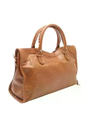 Balenciaga Lambskin Motocross Classic City Satchel - Brown
