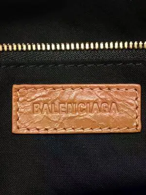 Balenciaga Lambskin Motocross Classic City Satchel - Brown