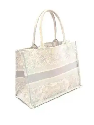 Dior Toile De Jouy Reverse Embroidered Canvas Book Tote Bag - Grey