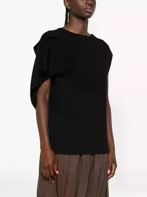 CFCL Asymmetric Sleeve Draped Top - Black
