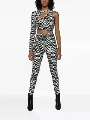 Elisabetta Franchi Monogram-print One-shoulder Jumpsuit - Black