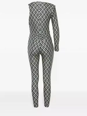 Elisabetta Franchi Monogram Print One-shoulder Jumpsuit - Black